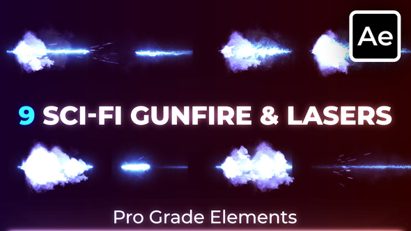 Sci-fi Gunfire & Laser Muzzle Flashes, After Effects Project Files